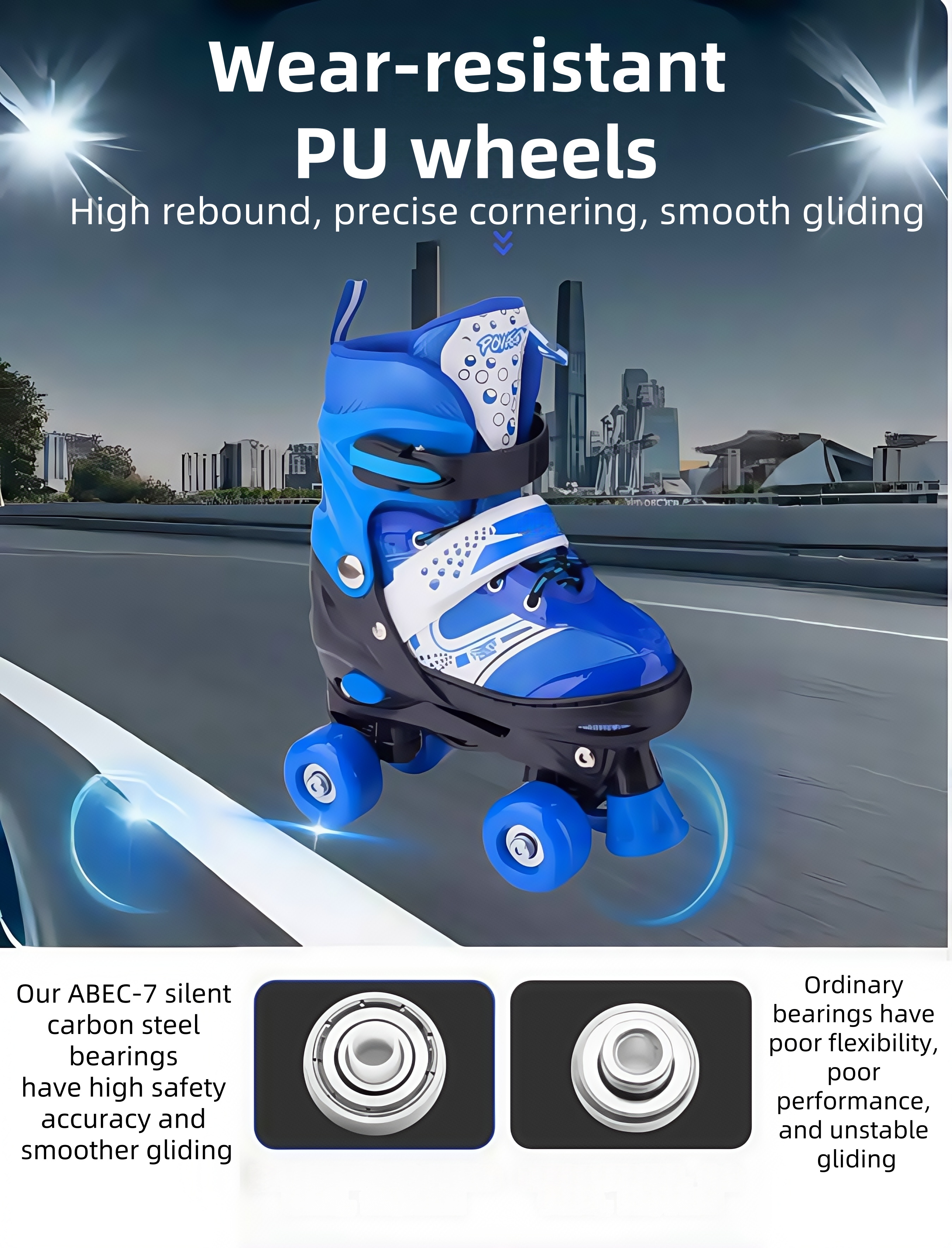 Free Bag Kasut Roda Kanak Double Row Skate Roller Shoe Adjustable ...