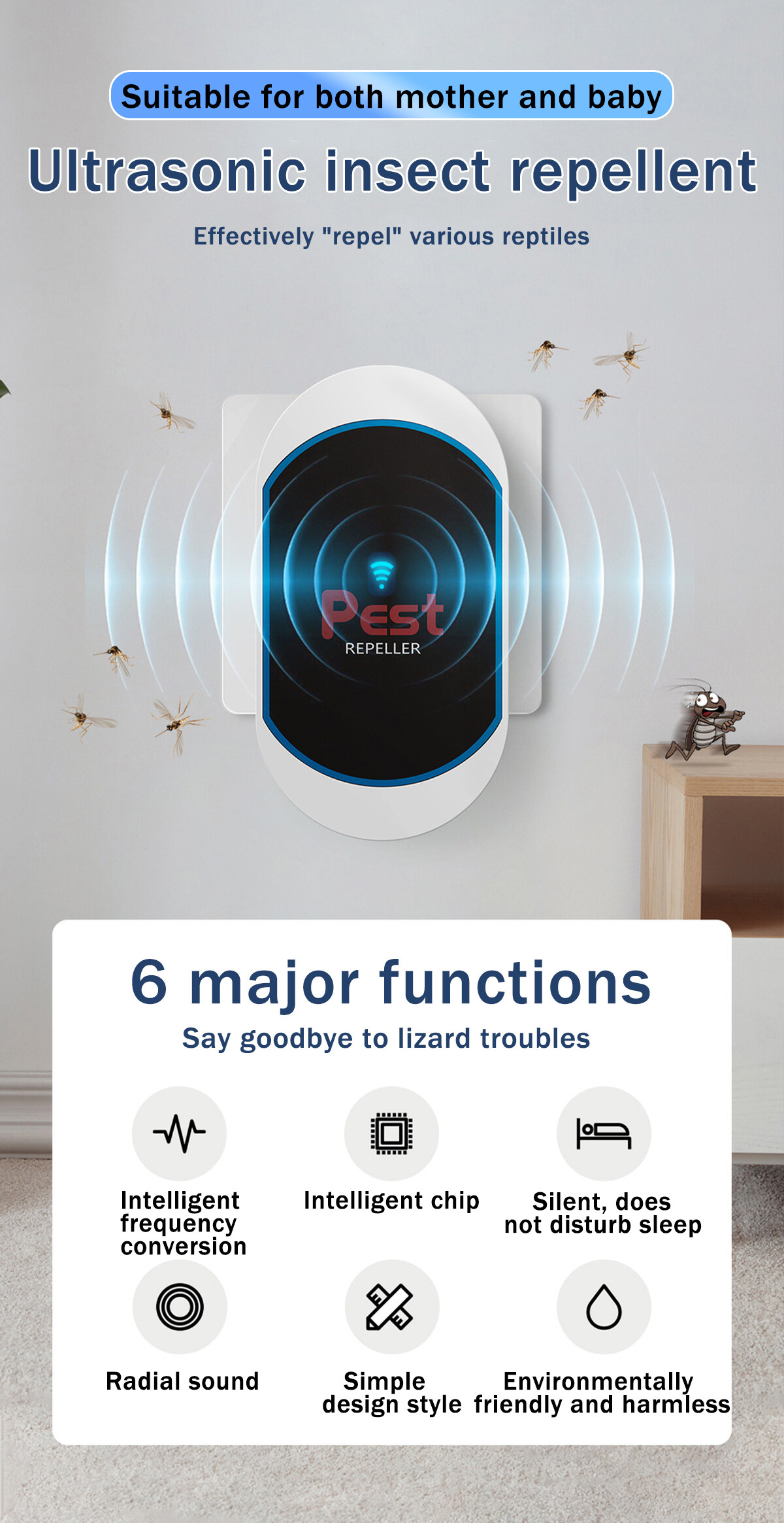 100 years without lizards/cicak lizard repellent ultrasonic pest ...