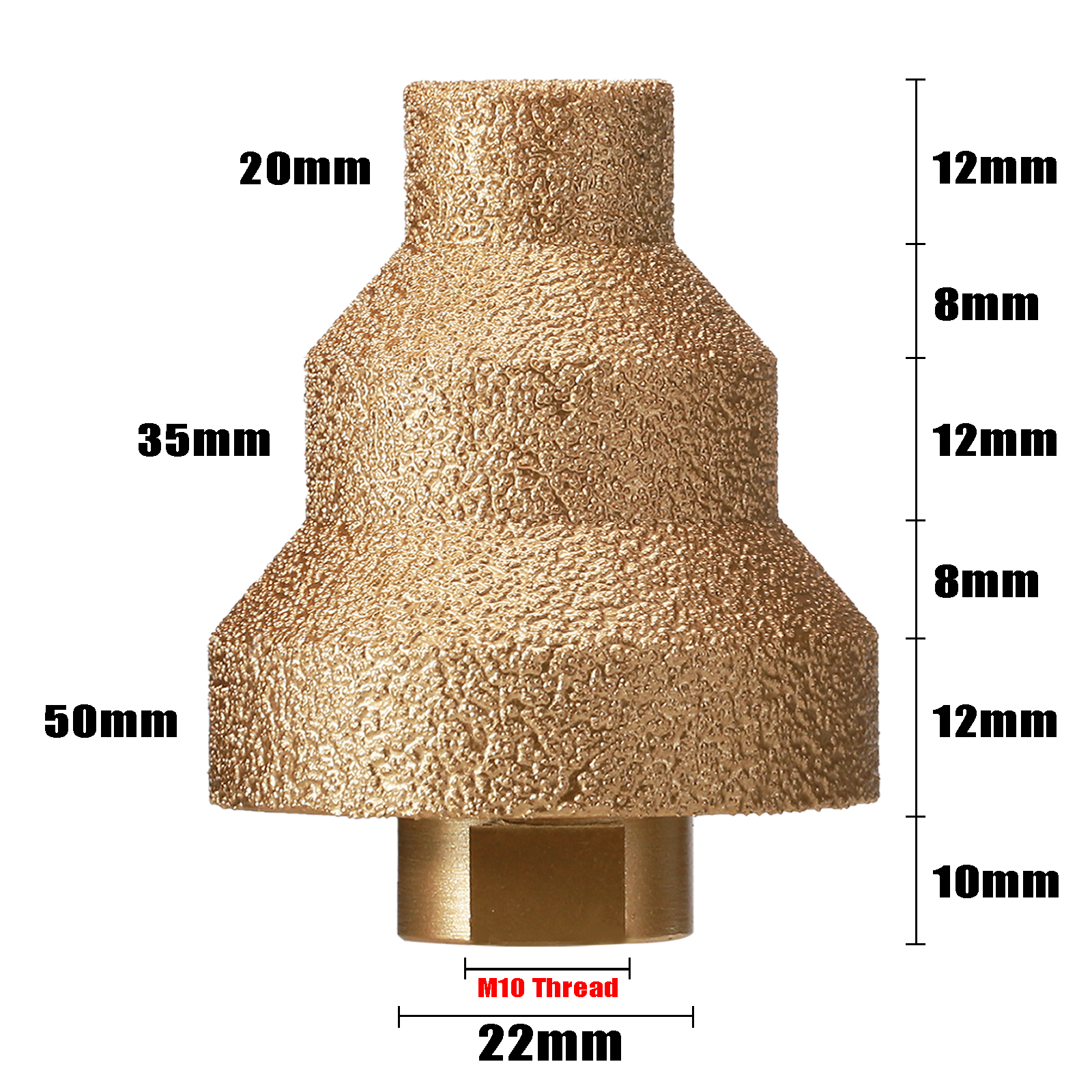 20-35-50mm Diamond Step Chamfer Drill Bit Angle Grinder Hole Saw M10 ...