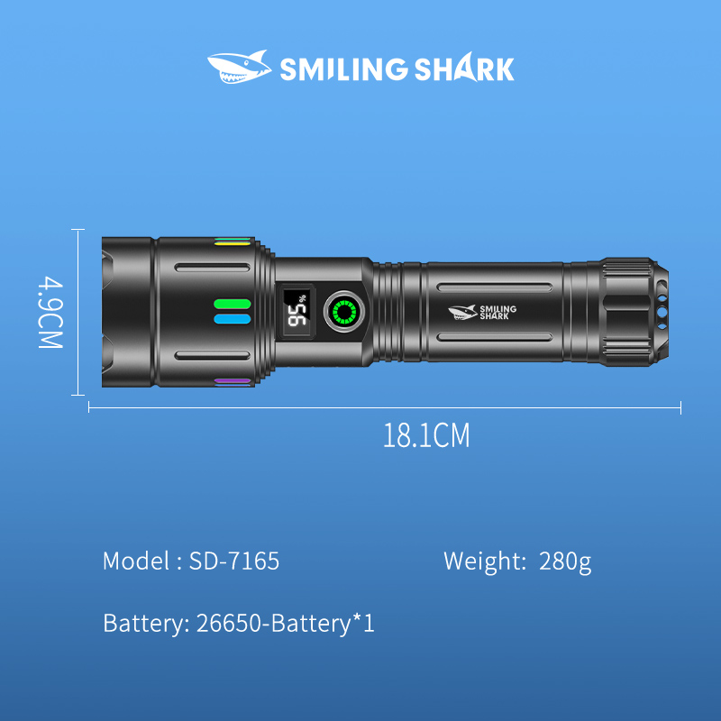 Smiling Shark SD7165 LED Torch Light Super Bright M60 5Mode 6000LM Type ...