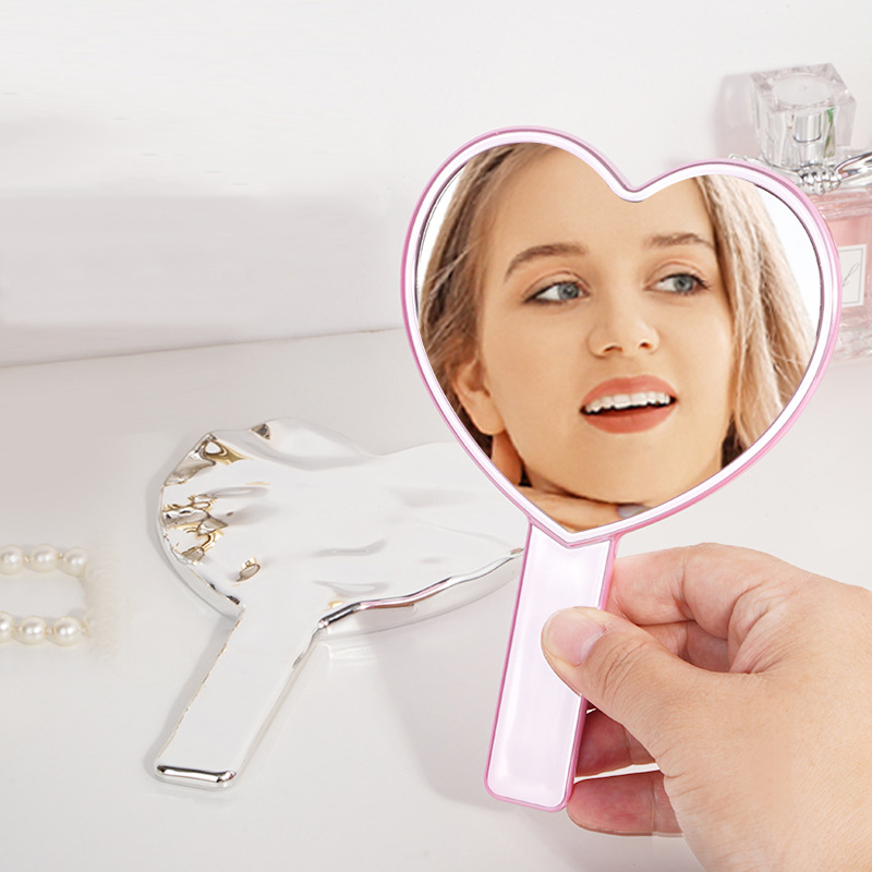 Heart-Shaped Hand Mirror Hand-Held Makeup Mirror For Women's Makeup And ...
