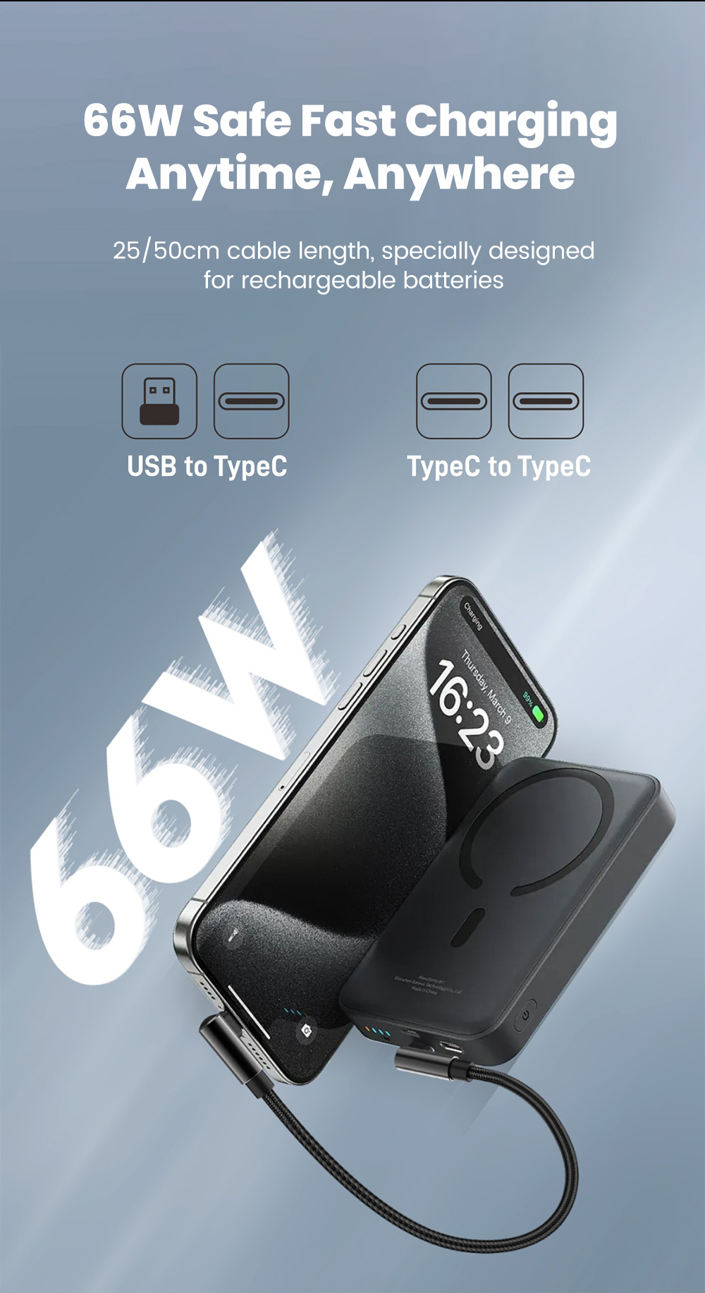 66W Short Type C USB Cable 90° Elbow USB Type C Fast Charging Cable For Phone Power Bank ...