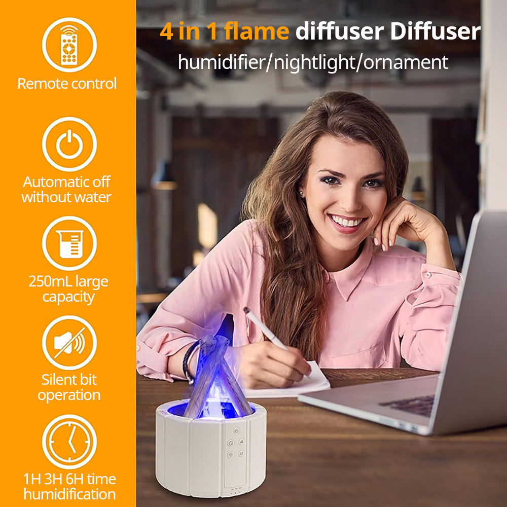 250ml Campfire Flame Fire Diffuser Auto Shut-Off Ultrasonic Aroma ...