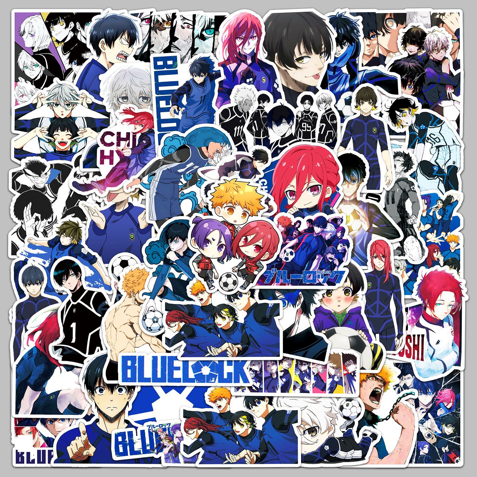 50 blue lock sticker cute anime DIY waterproof stickers for kereta ...