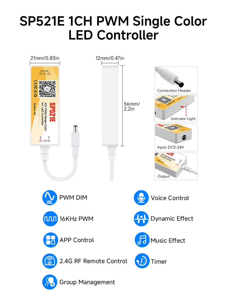 BTF-LIGHTING PWM LED Controller Bluetooth WIFI remote cloud connection ...
