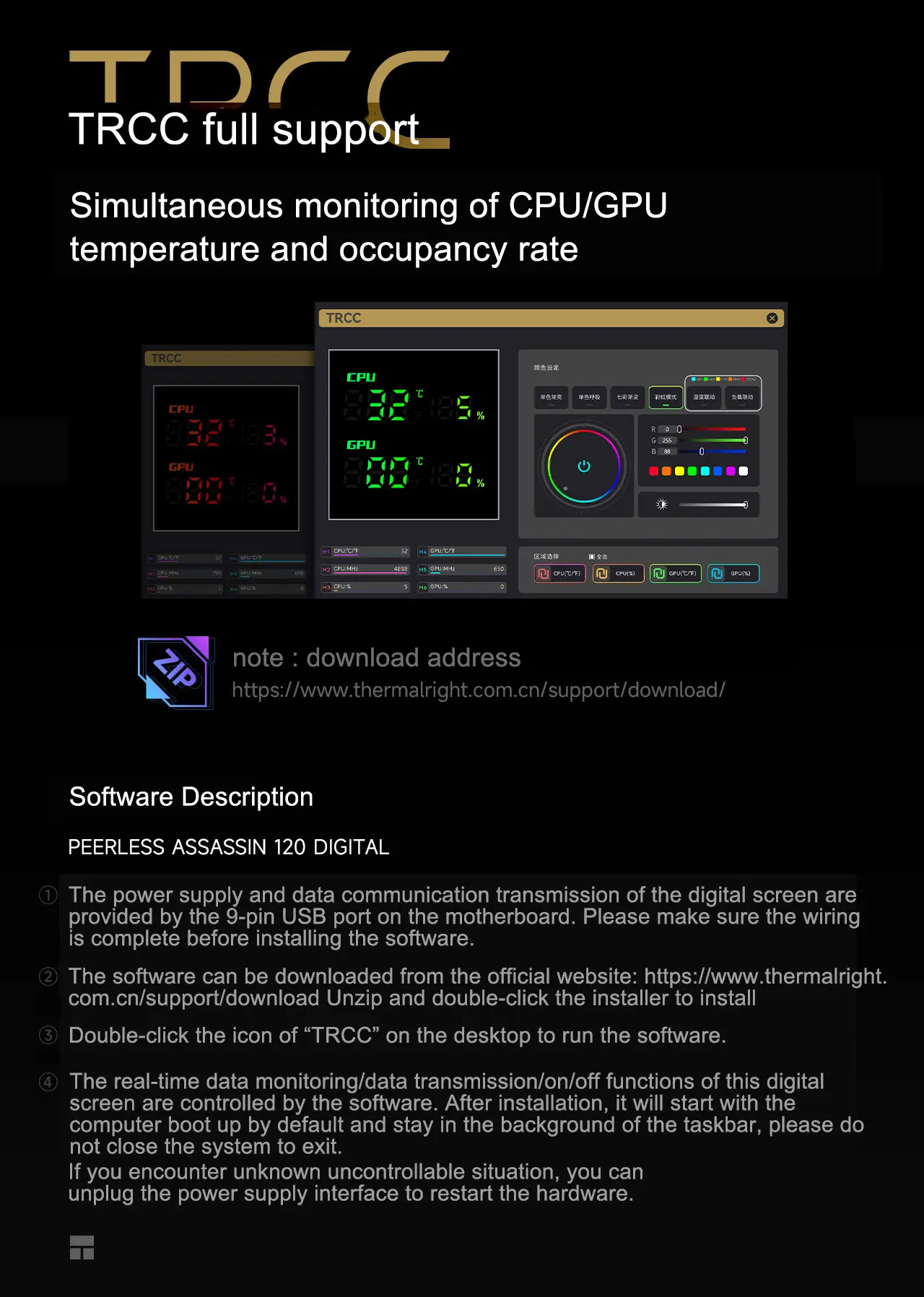 Thermalright PA120 ARGB Digital LCD display CPU Air Cooling Radiator 6 ...
