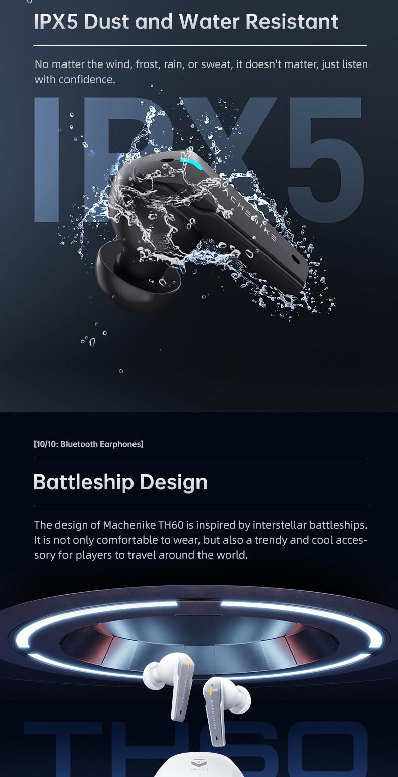 Machenike TH60 Bluetooth 5.4 Wireless Earphones TWS In-Ear Earbuds 4 ...