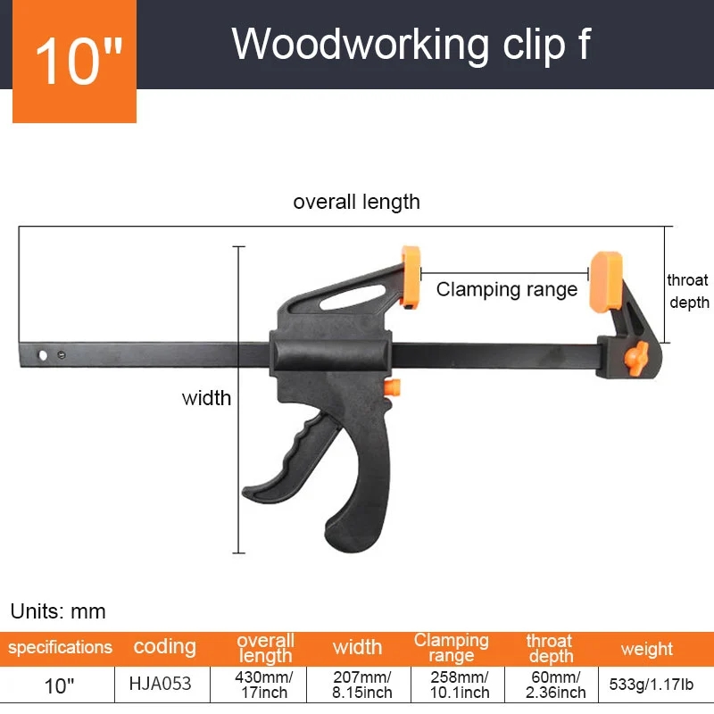 6 /8/ 10 Inch Bar Clamps for Woodworking, 1/2 Pack Quick Grip Clamps ...