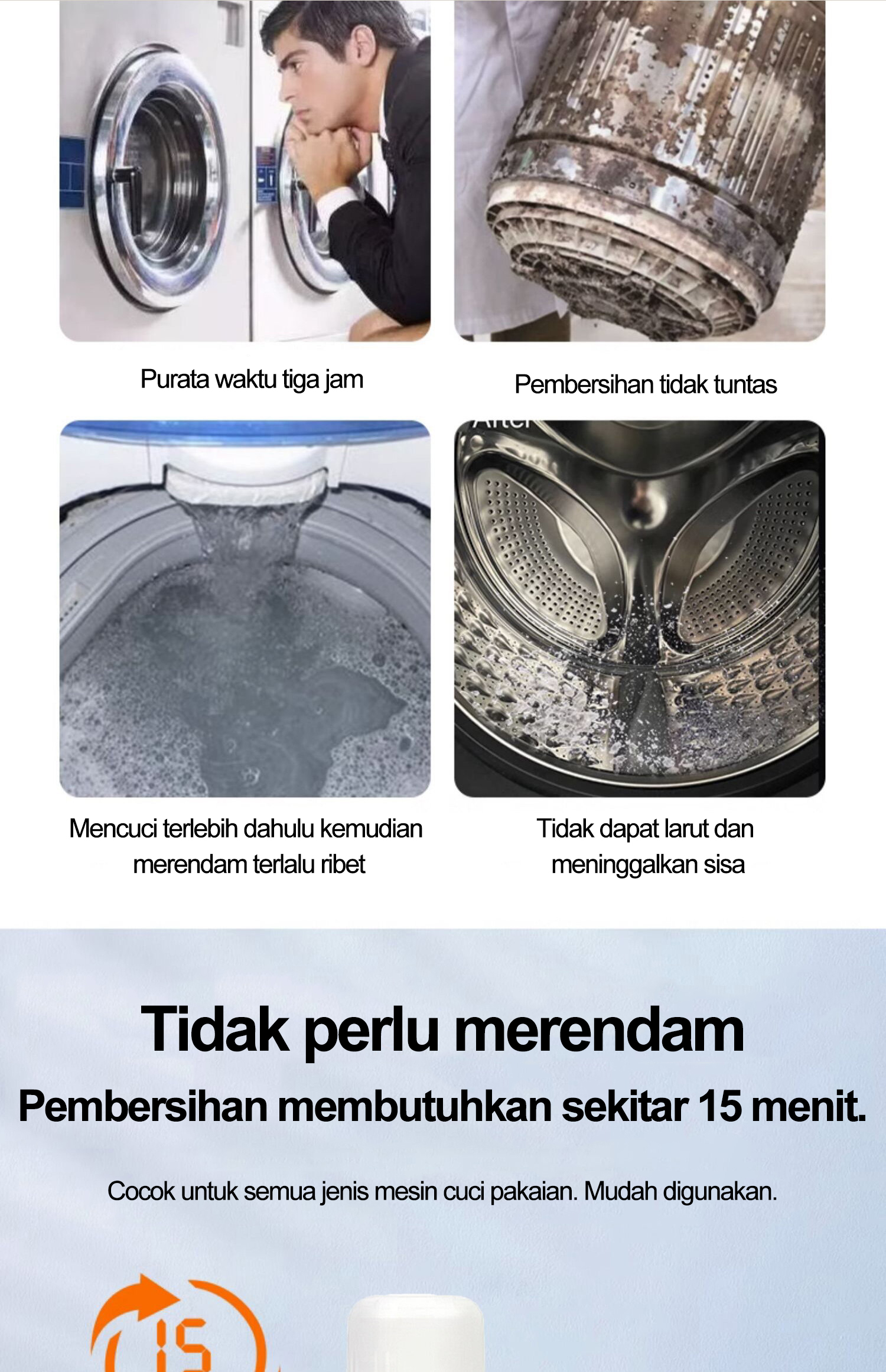 【Removes 99.99%of bacteria】Washing Machine Cleaner Deep Clean 450g ...