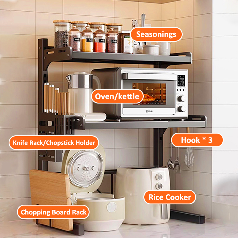 iSPECLE Adjustable Kitchen Rack 2/3 Layer Microwave Oven Rack Kitchen ...