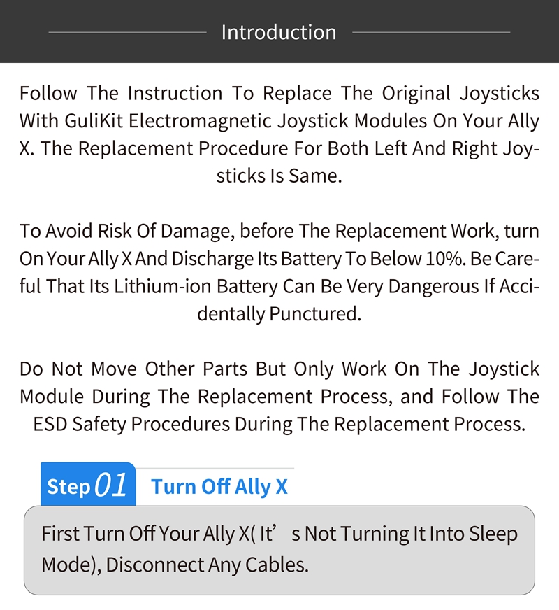 GuliKit Electromagnetic Joystick Module for Ally X GuliKit RG01 Hall Effect Joystick Compatible ...