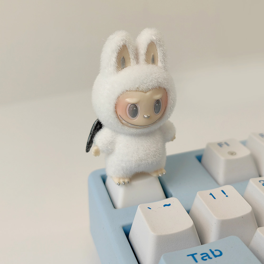 Labubu KEYCAPS Flocking Doll Button Mechanical Keyboard Dedicated ...