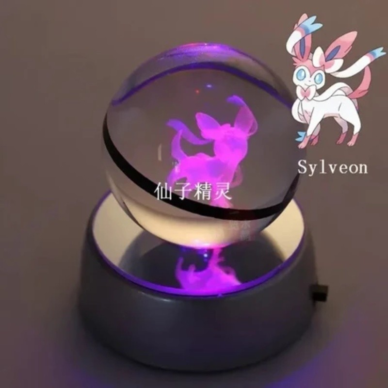 SALE NEW Pokemon Crystal Ball 3D Toys Snorlax Mewtwo Pikachu Figures ...