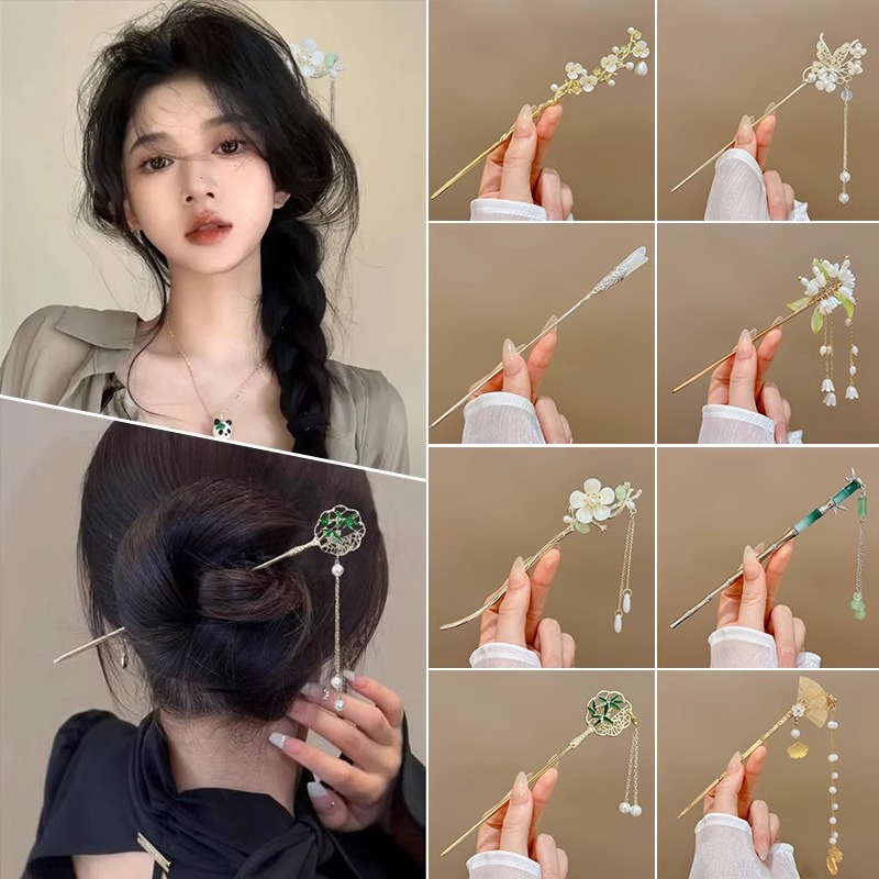 Silver Geometric Tassel Hair Clip High-end Ethnic Hair Accessories ...