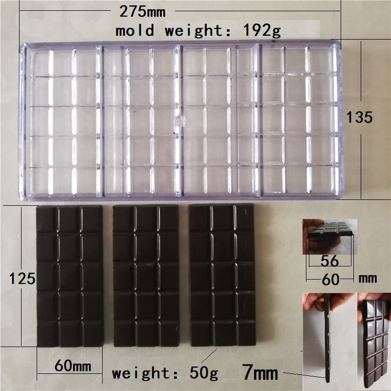 Plastic Chocolate Mold PC Chocolate Block Mold Rectangular Chocolate ...