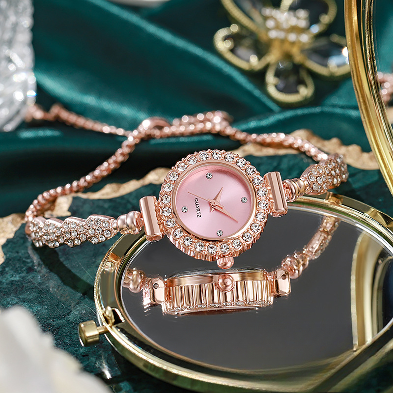 Fashion Diamond Round Women's Watch with Free Adjustment Bracelet Watch ...