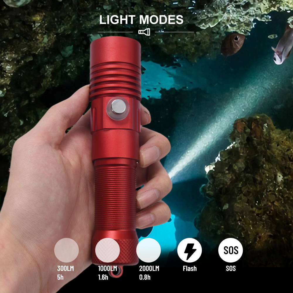 Asafee DT40 Professional Diving Flashlight SST40 LED Dive Torch Super ...
