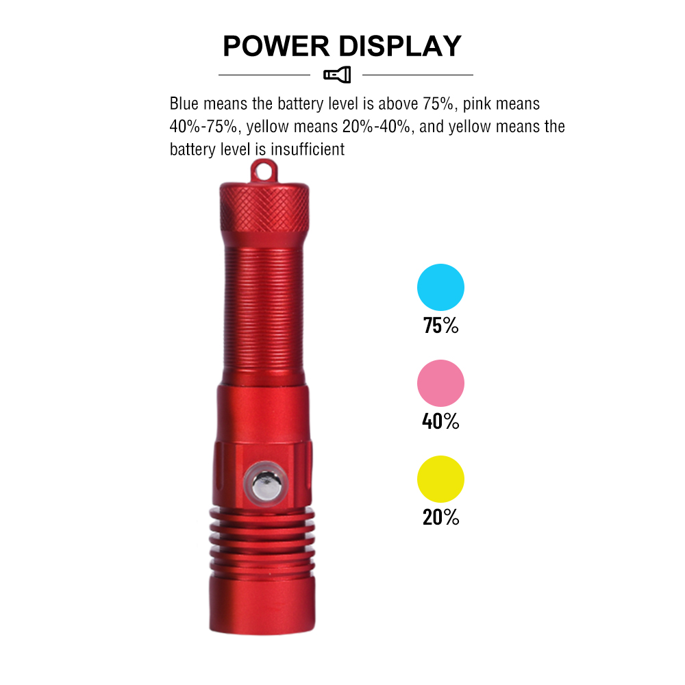 Asafee DT40 Professional Diving Flashlight SST40 LED Dive Torch Super ...