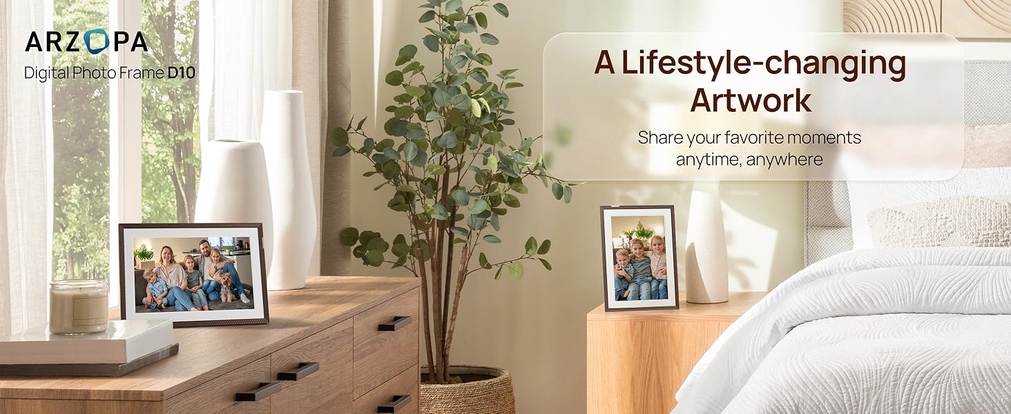 ARZOPA D10 Digital Picture Frame 10.1 Inch Smart WiFi Digital Photo ...