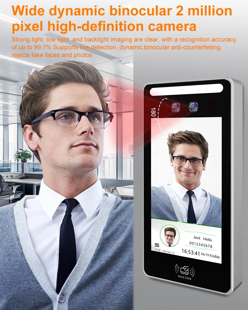 5in TCP/IP WIFI Biometric Time Attendance System Palmprint Scanner Face ...