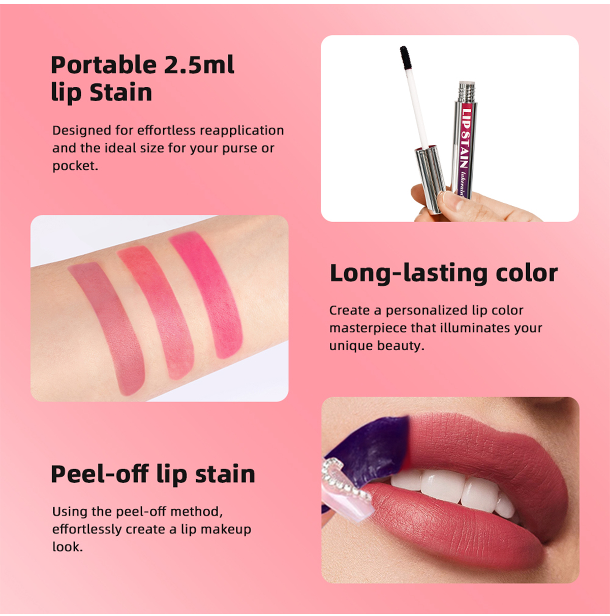 Lakerain 3 Colors Velvet Matte Lip Stain Peel Off Kit - Long Lasting ...