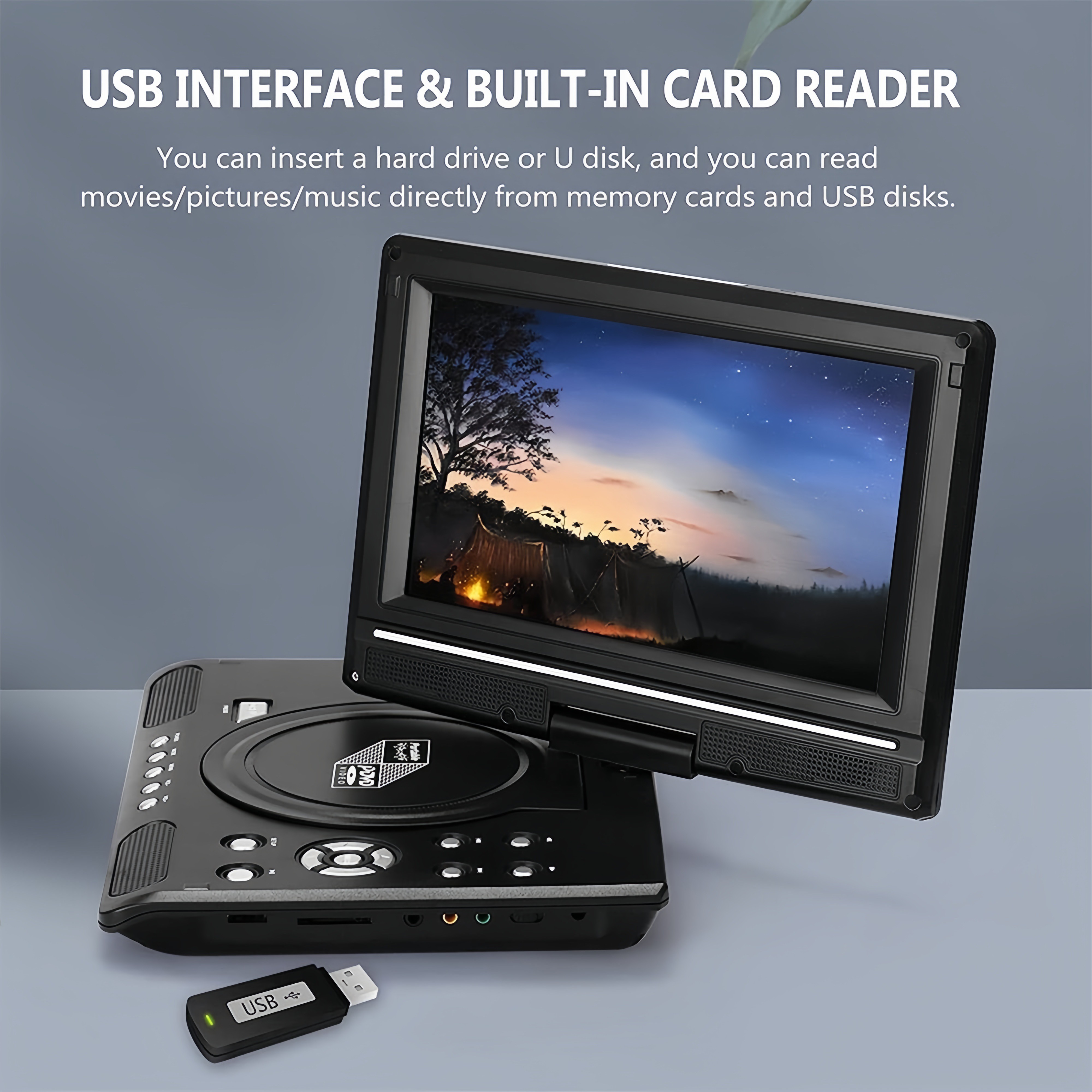 9.8 Inch Portable DVD Player CD MP4 VCD Player with Bluetooth Speaker Radio Mini TV USB 270 ...