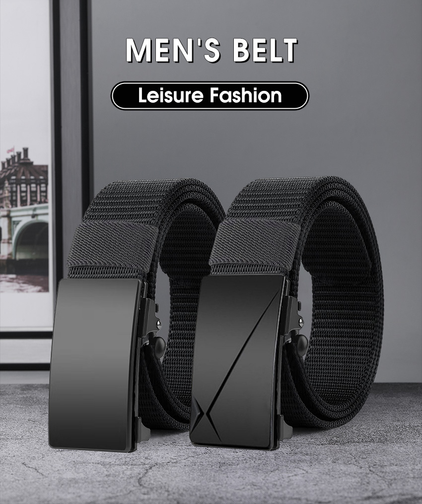 MENSPE Men Belt Outdoor Nylon Belt Automatic Buckle Belt Simple Fashion ...
