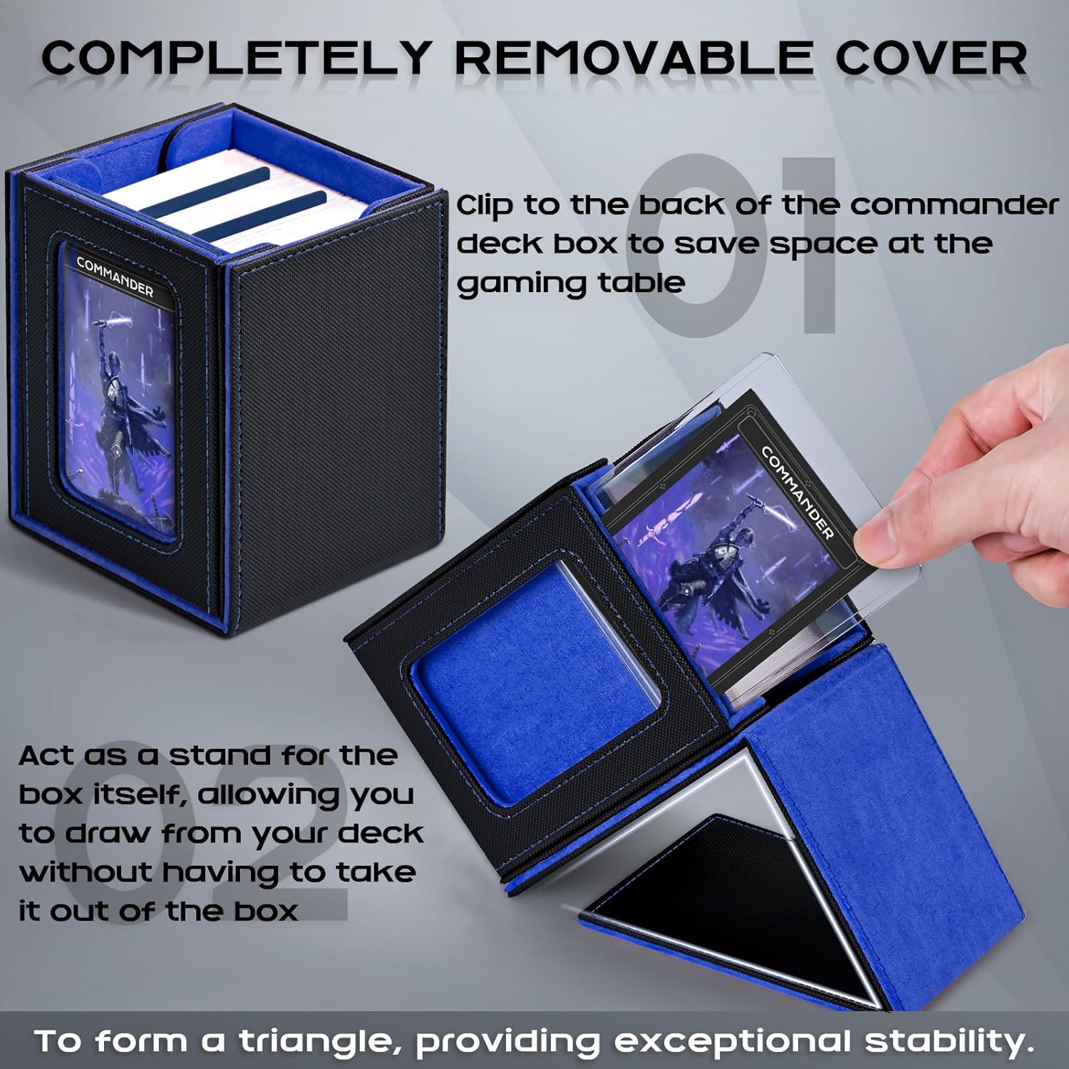 Deck Box with Commander Window tcg storage box Holds 100 Double-Sleeved ...