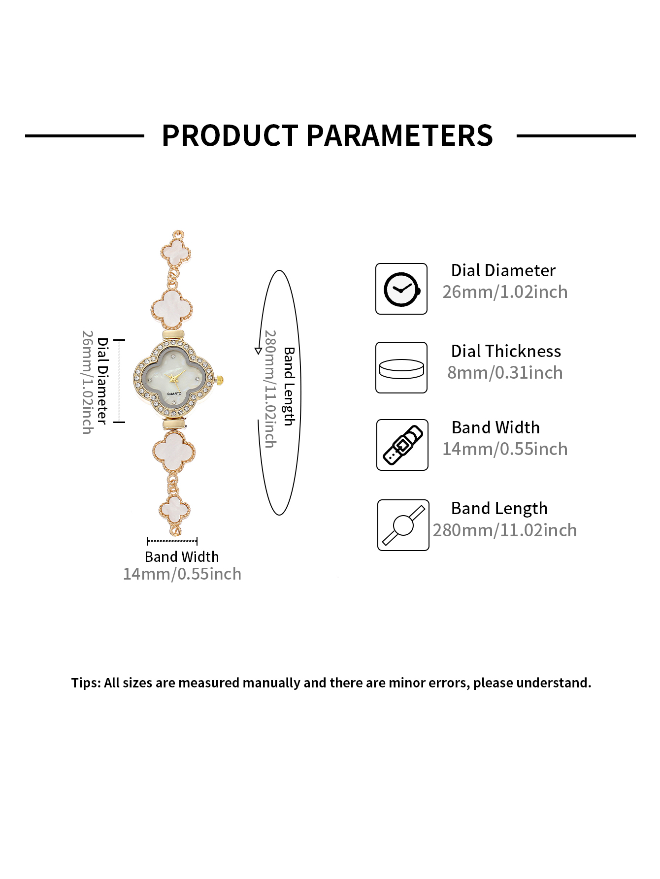 LUCKYFOX Box Women's Watch Fashion Temperament Advanced Sense Four-leaf Clover Dial Shape Watch ...