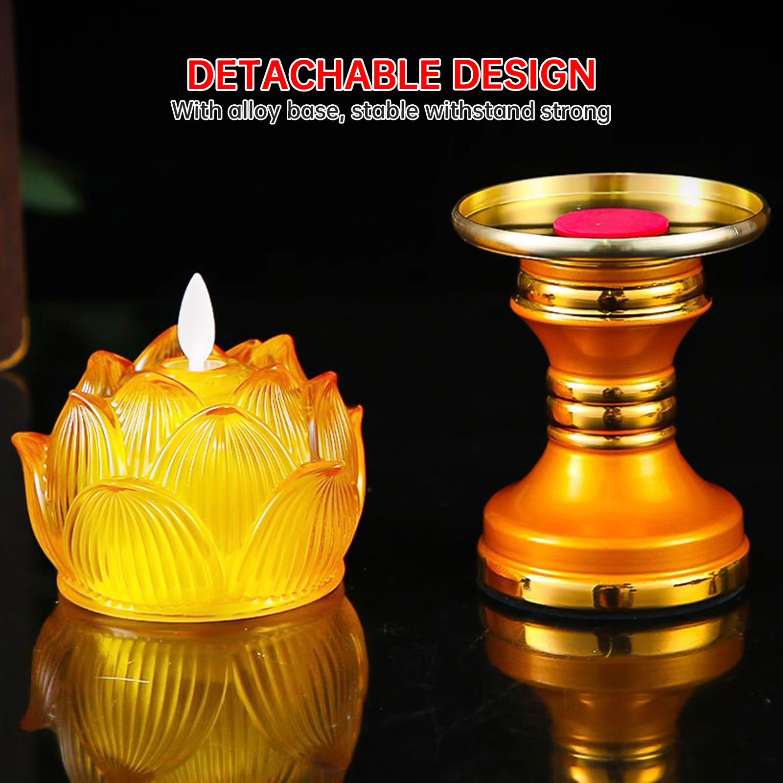 [Local delivery] Led Crystal Glazed Lamp Lotus Flower Candle Lamp For ...