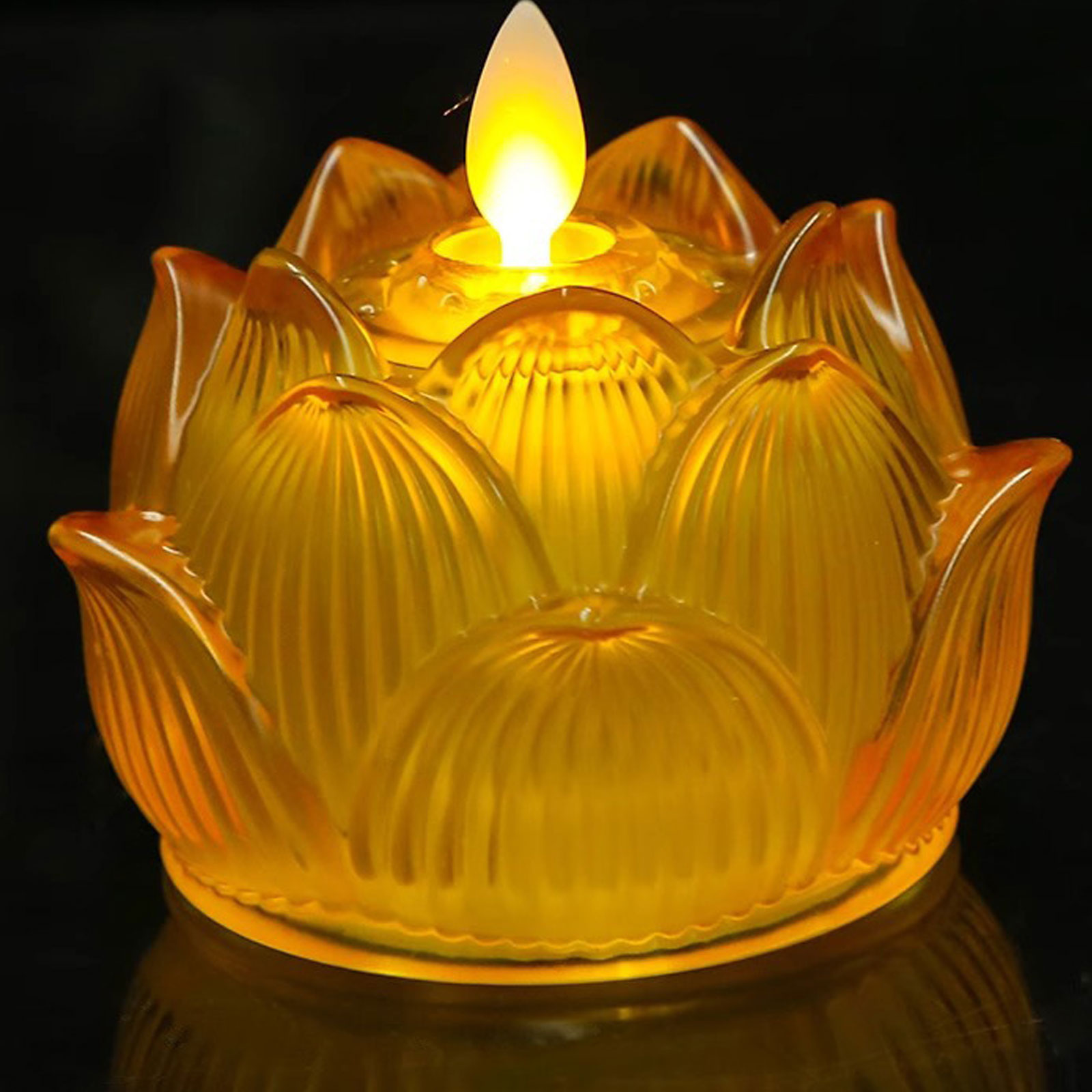 [Local delivery] Led Crystal Glazed Lamp Lotus Flower Candle Lamp For ...