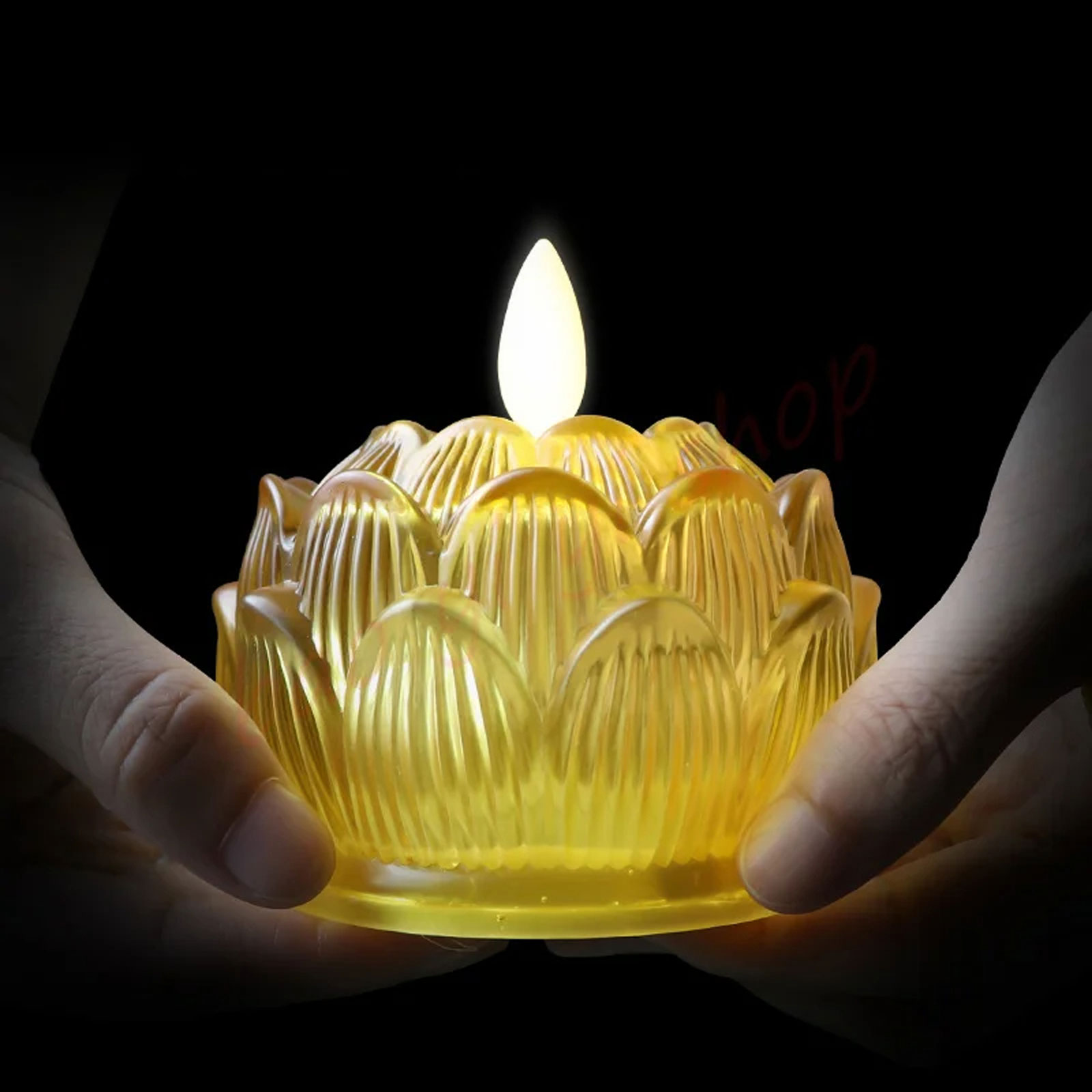 [Local delivery] Led Crystal Glazed Lamp Lotus Flower Candle Lamp For ...