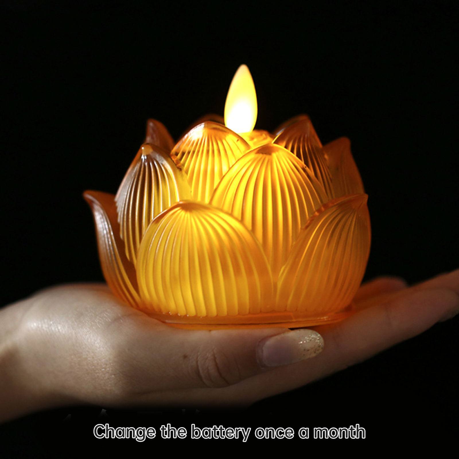 [Local delivery] Led Crystal Glazed Lamp Lotus Flower Candle Lamp For ...