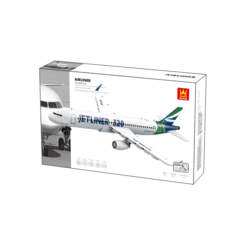 A320 Jet Airline Airbus Building Blocks 129 Pcs WANGE Fighter Plane ...
