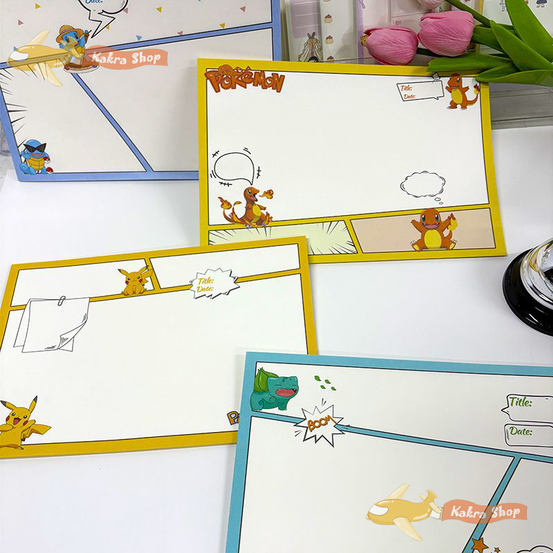 4pcs Pokemon Notebook Pikachu Charmander B5 Notepad Student Memo Pad ...