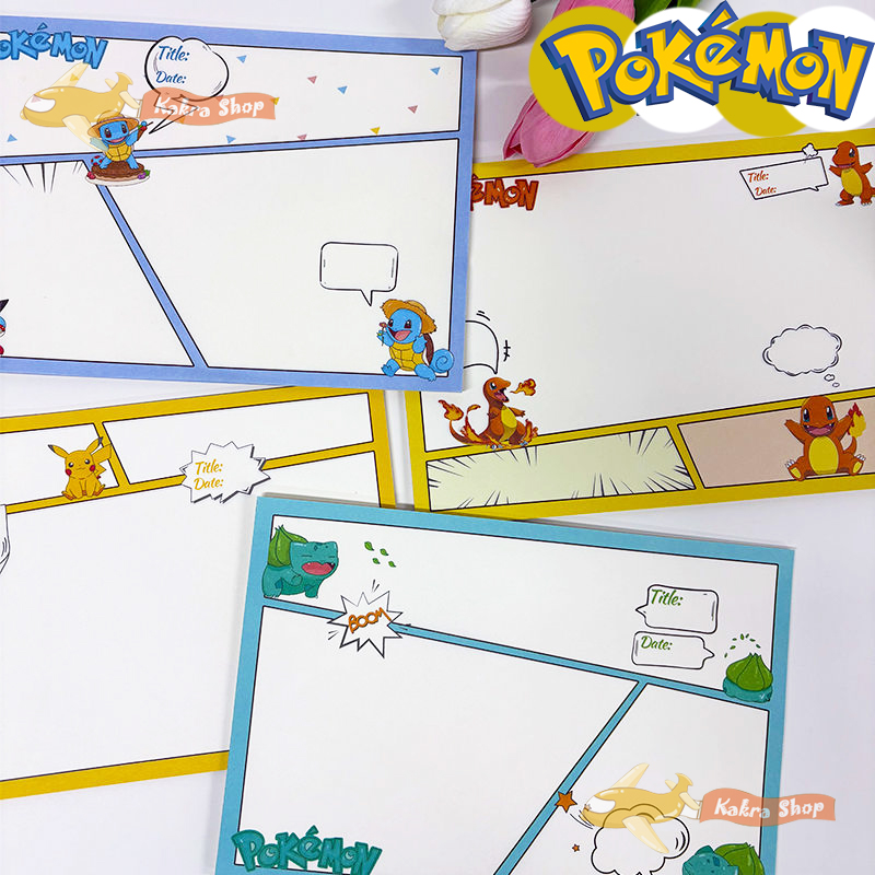 4pcs Pokemon Notebook Pikachu Charmander B5 Notepad Student Memo Pad ...