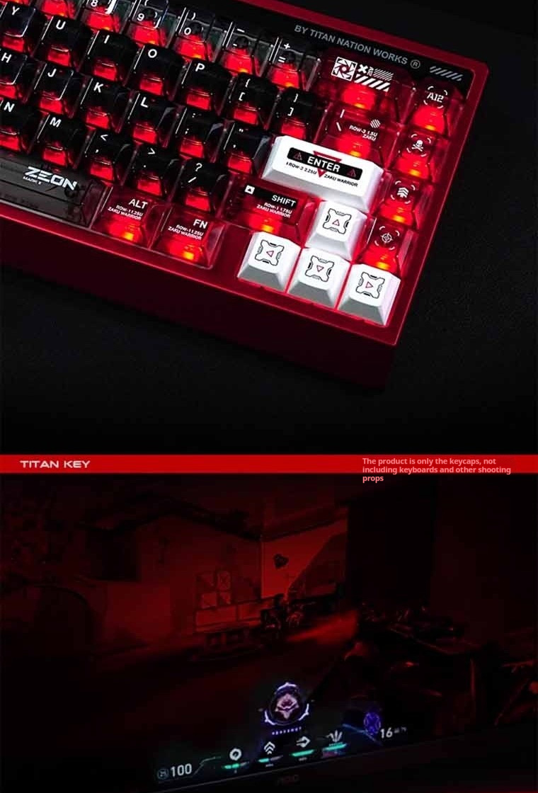 Titan Nation ZAKU Ruby Zhagu Original Factory Height Keycaps 172 Key PC ...