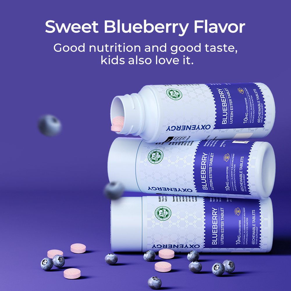 OXYENERGY Blueberry Lutein Ester Tablets 3 In 1 Chewable Tablets For ...