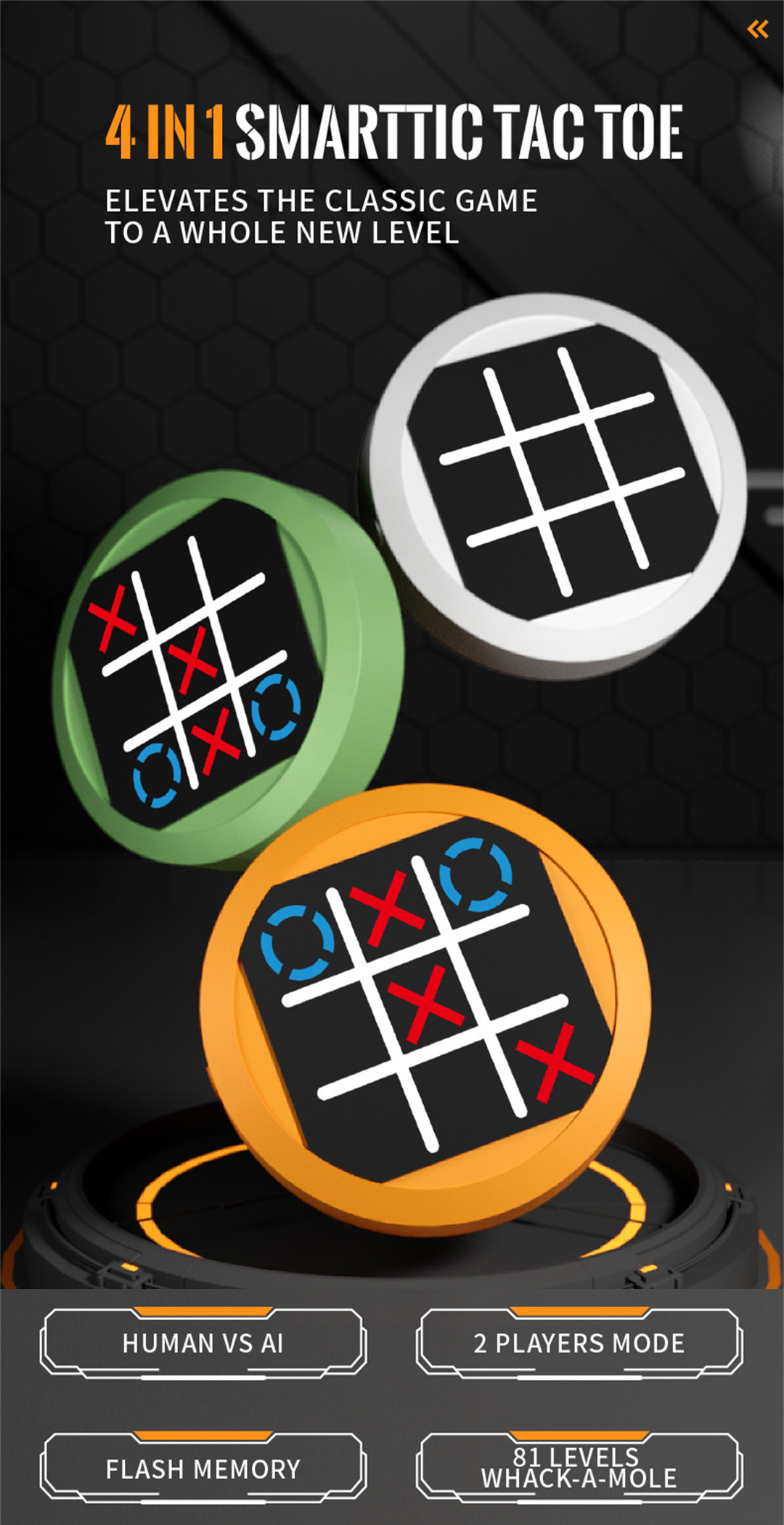 ShenMaster Smart Tic-Tac-Toe 4-in-1 Game Box Kids Intelligence Toy ...