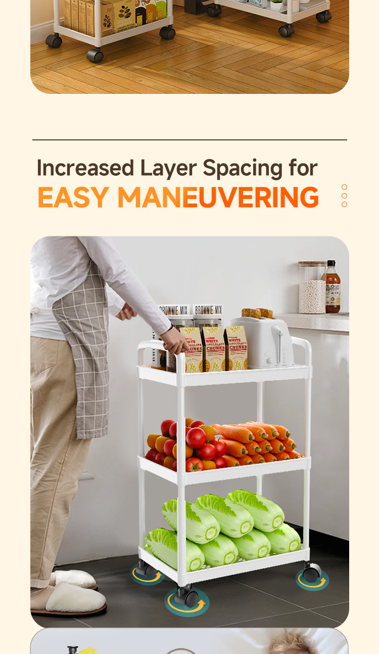 3/4/5 Layer Trolley Cart Organizer Storage Shelf Moving Rack With Wheel ...