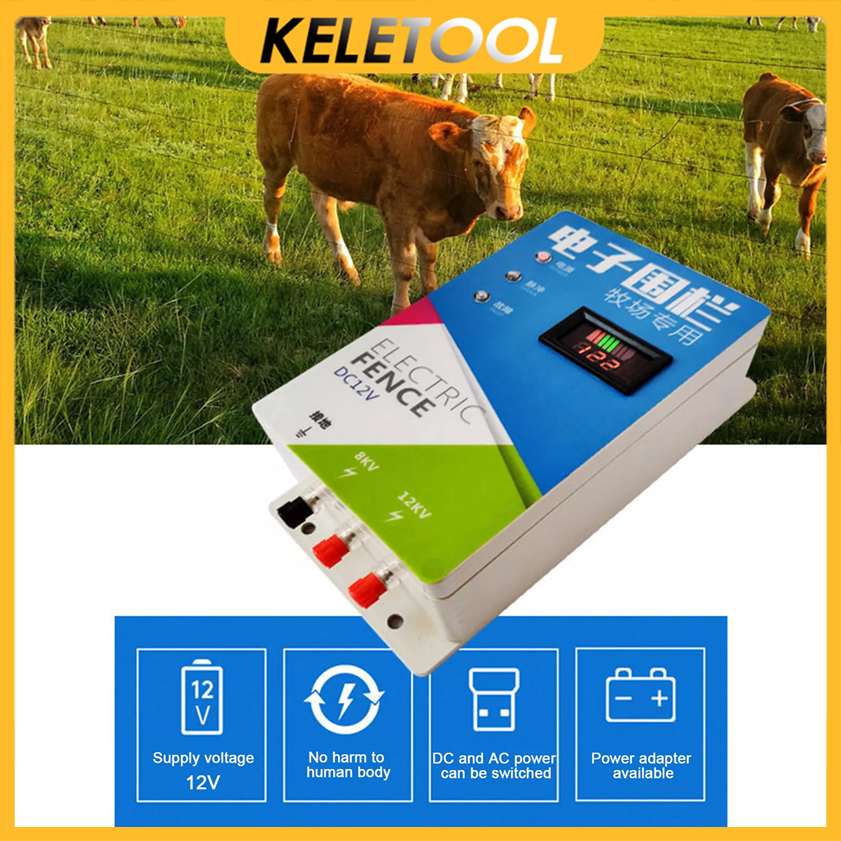 20KM pagar elektrik kebun Solar Electric Fence solar energizer charger ...