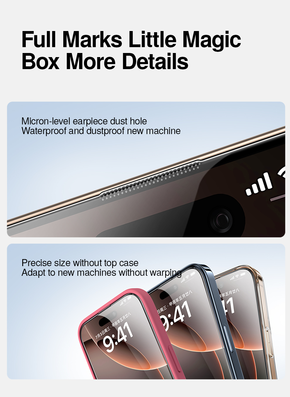 SmartDevil Quick Installation Small Magic Box One-Piece Protective Tempered Glass For iPhone16 ...