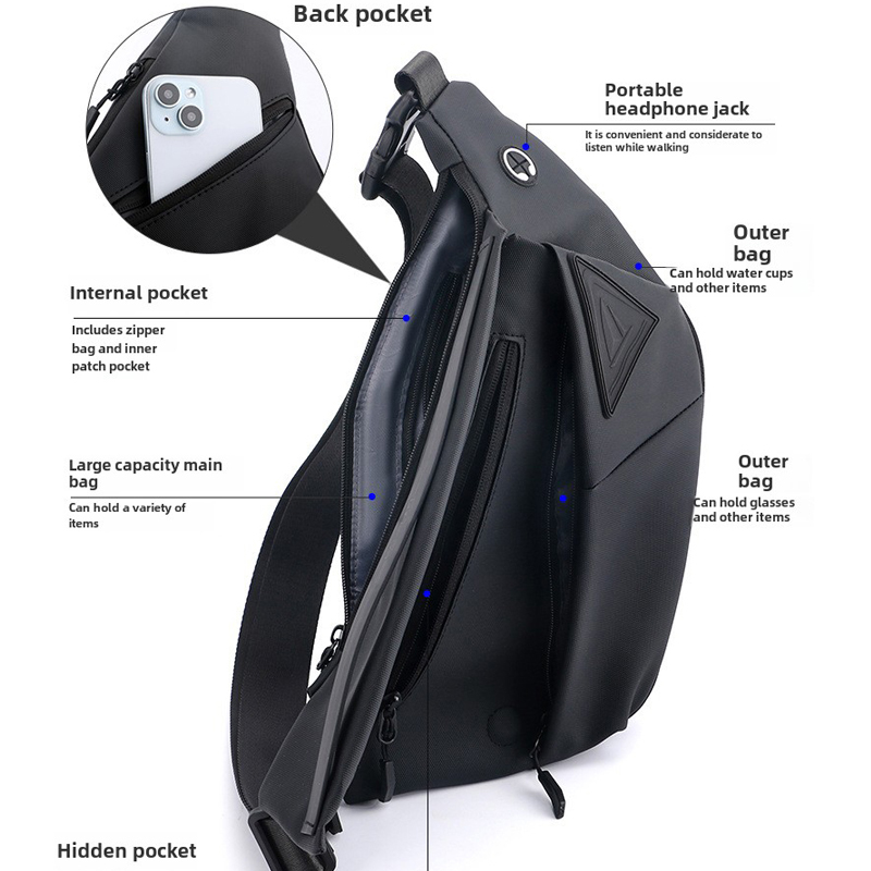 LABER LEE Men‘s Messenger Bag Sling Chest Bag Waterproof Trendy Cool ...