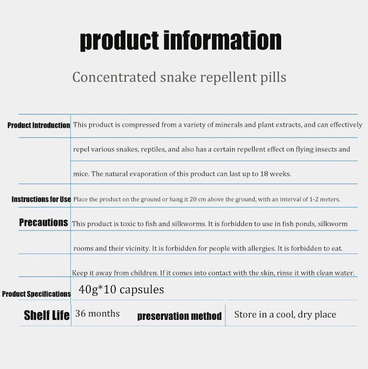 【In stock】No snakes within 1000m³ Snake Repellent Pills 10 capsules ...
