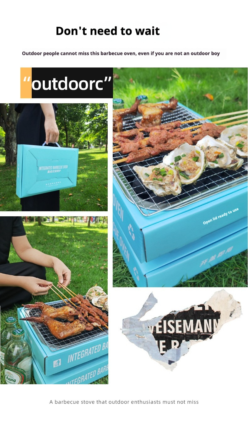 Integrated Disposable Barbecue Oven Outdoor Picnic Less Smoke Stainless ...