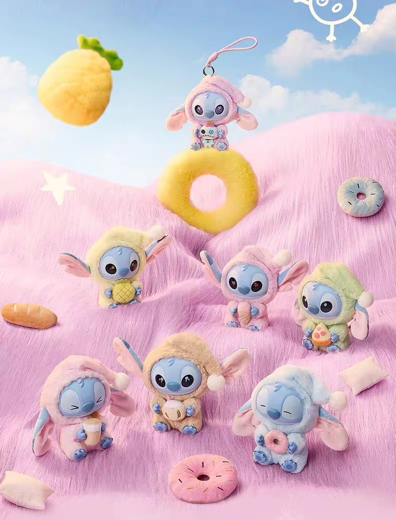 MINISO Disney Stitch has to take a bite no matter how sleepy he is series of vinyl plush blind ...