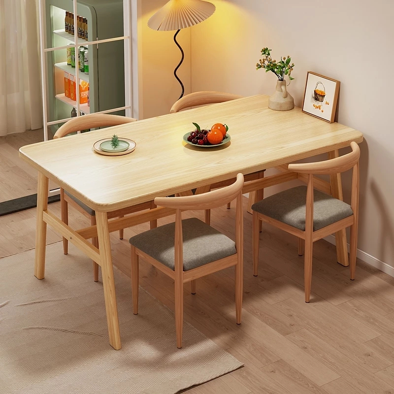 【FREESHIP+COD】120CM Wood Dining Table Set Rectangular Modern Meja Makan ...