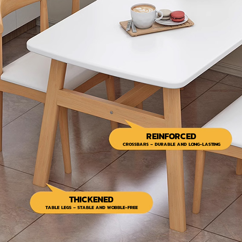 【FREESHIP+COD】120CM Wood Dining Table Set Rectangular Modern Meja Makan ...