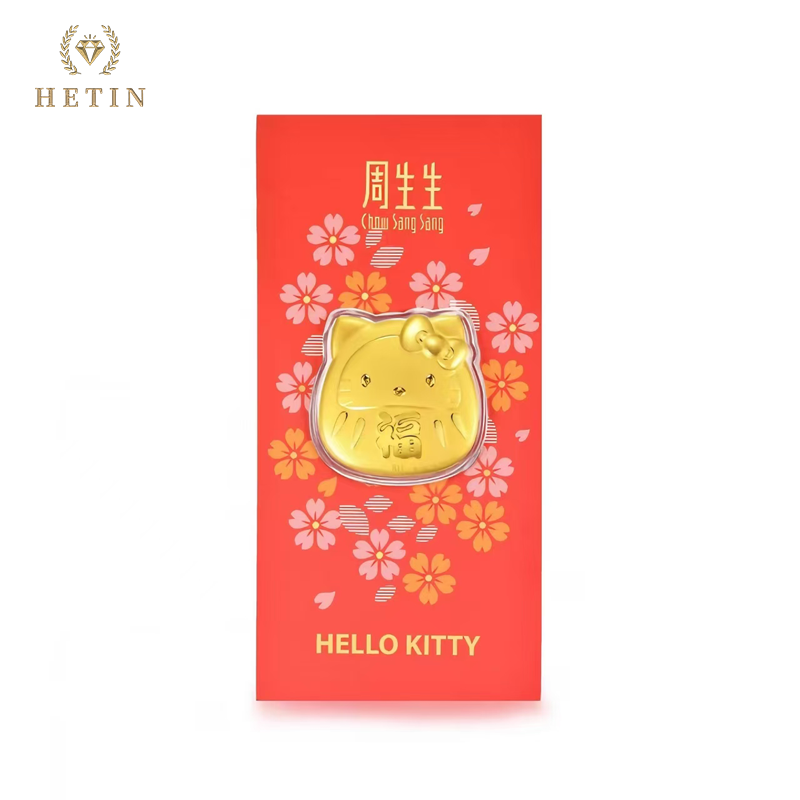 【HETIN】Sanrio Pure Gold Hello Kitty Gold Bar（0.3g）999.9 Gold Dharma KT ...
