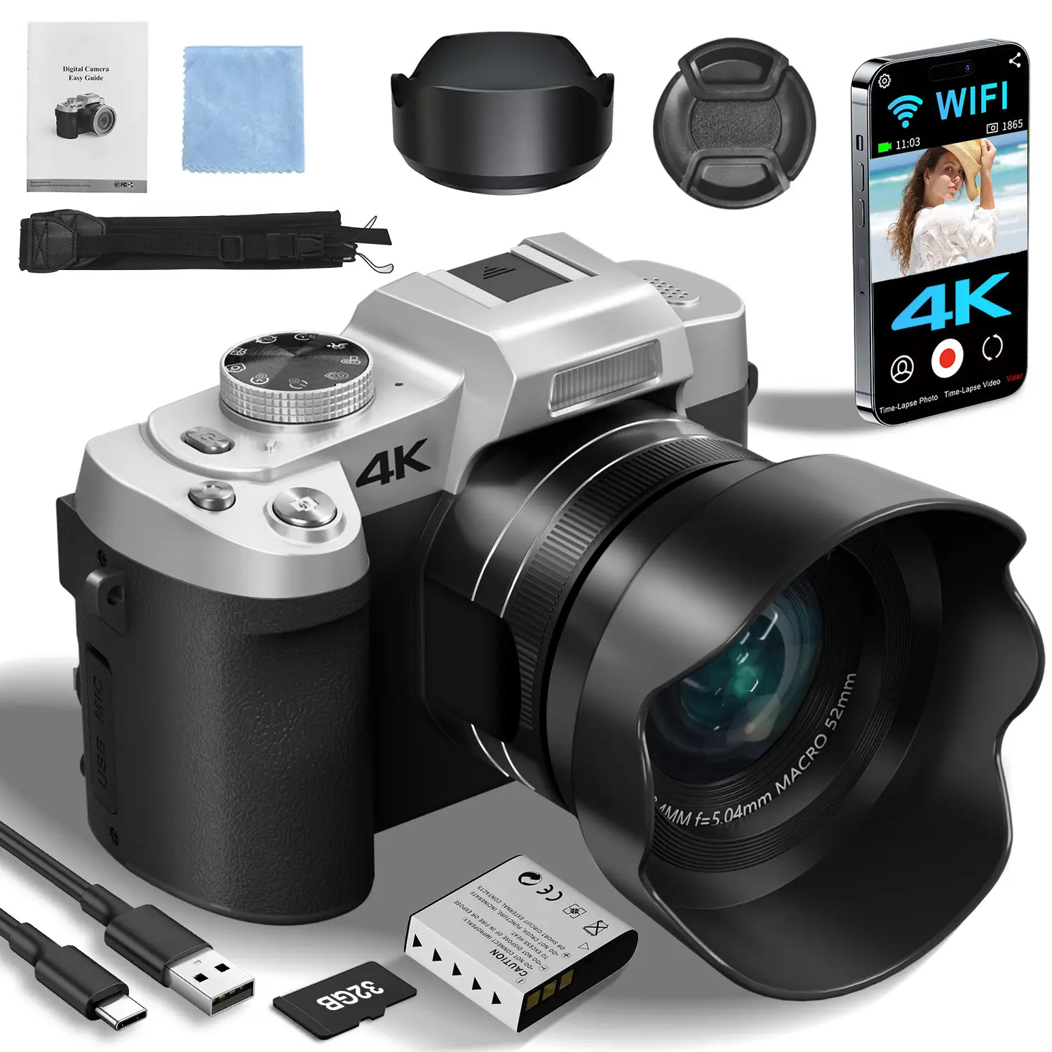 EKLEVA 75MP Digital Camera for Photography & Video, 4K Vlogging Camera ...